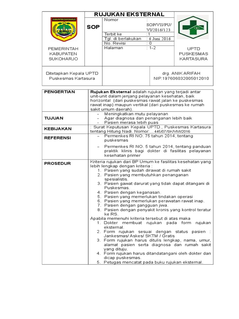 Sop Rujukan Eksternal | PDF