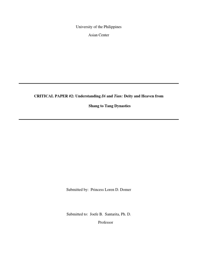 Ancient Chinese Deities: Di and Tian | PDF | Heaven | Confucianism