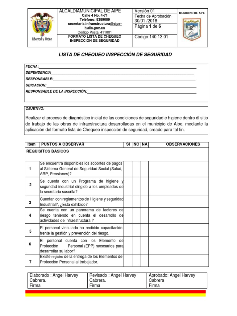 Anexo 6 Lista de Chequeo Inspecciones Planeadas - Docx Patinobromo ... Anexo 6 Lista de Chequeo Inspecciones Planeadas - Docx Patinobromo ...