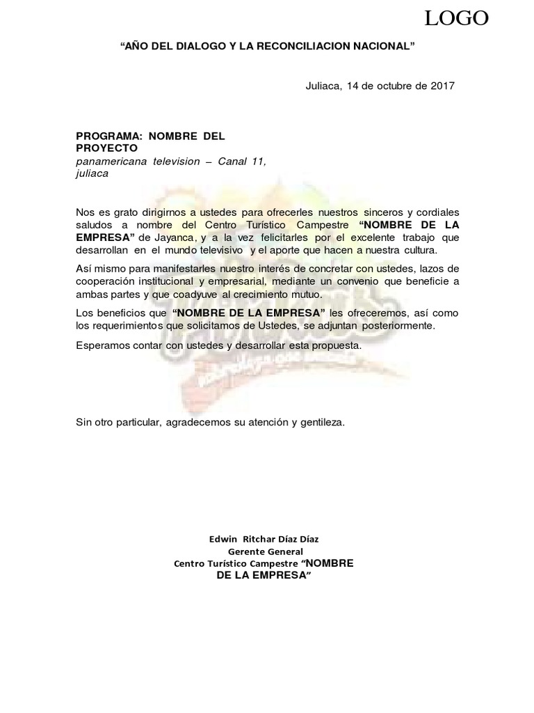 Modelo de Carta de Convenio | PDF | Turismo | Business