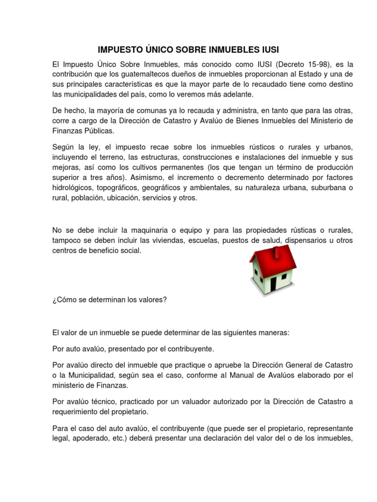 Impuesto Único Sobre Inmuebles Iusi | PDF | Impuestos | Guatemala