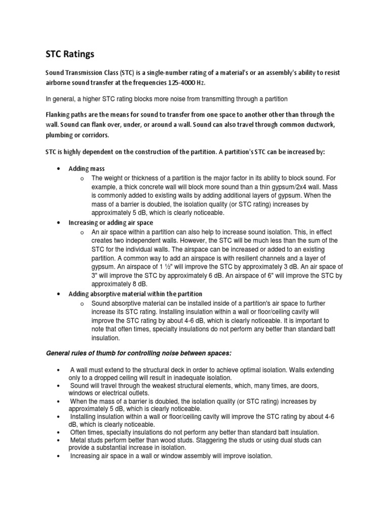 STC Ratings | PDF | Building | Building Technology