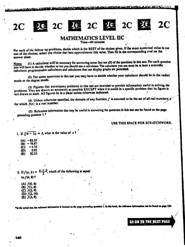 Collegeboard SAT Mathematics Level 2 - Form 3PBC PDF | PDF ...