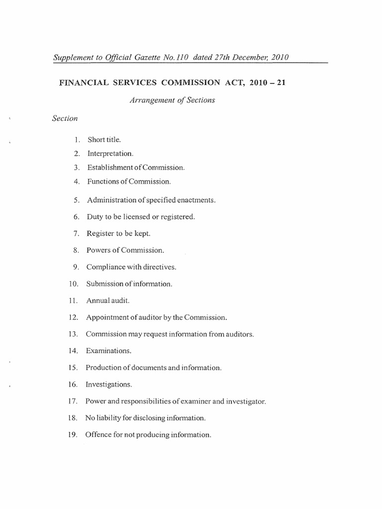 Financial Services Commission Act, 2010 - 21 | PDF | Pension | Tribunal