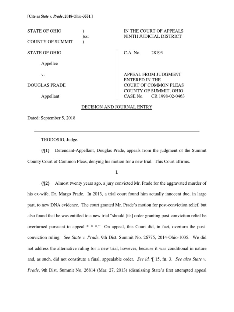 ( 1) Defendant-Appellant, Douglas Prade, Appeals From The Judgment of ...