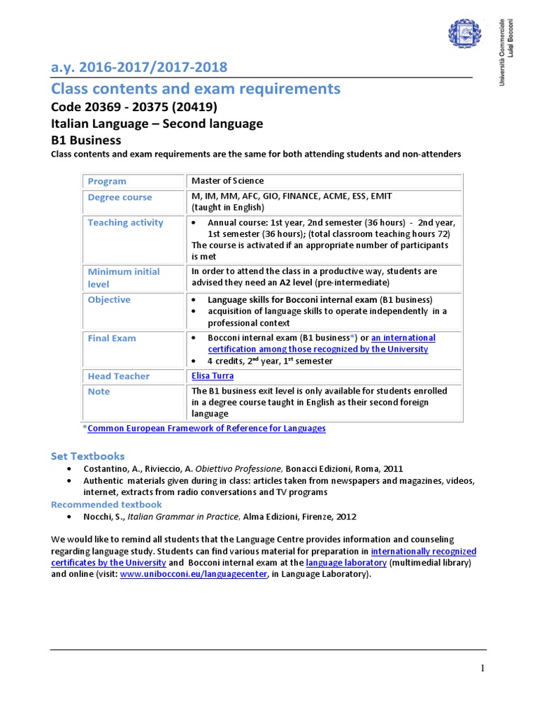 Italian Exam Instruction | PDF | Test (Assessment) | Multiple Choice