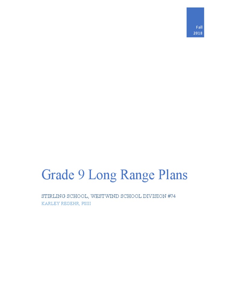 Long-Range Plans Grade 9 | PDF | Homework | Educational Assessment