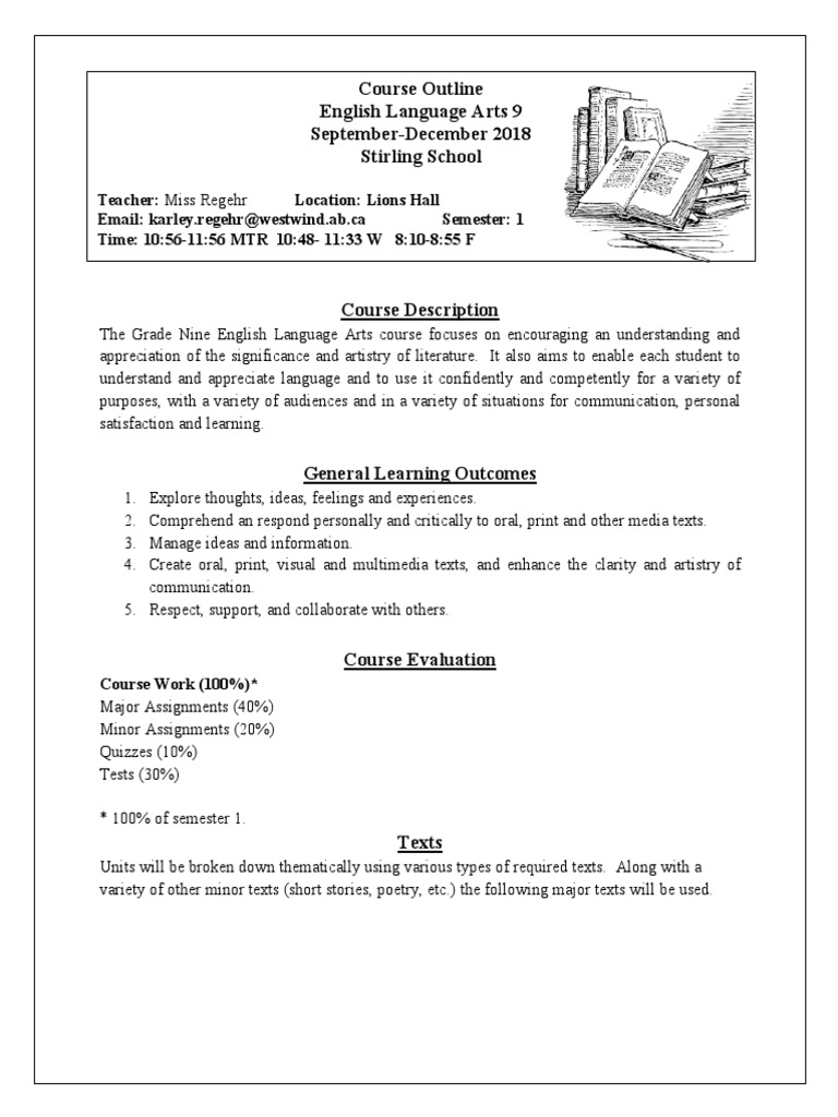 Grade 9 Ela Course Outline | PDF | Plagiarism | Classroom