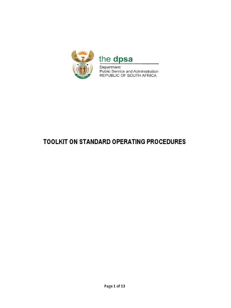 Toolkit On Standard Operating Procedures March 2013 | PDF | Business ...