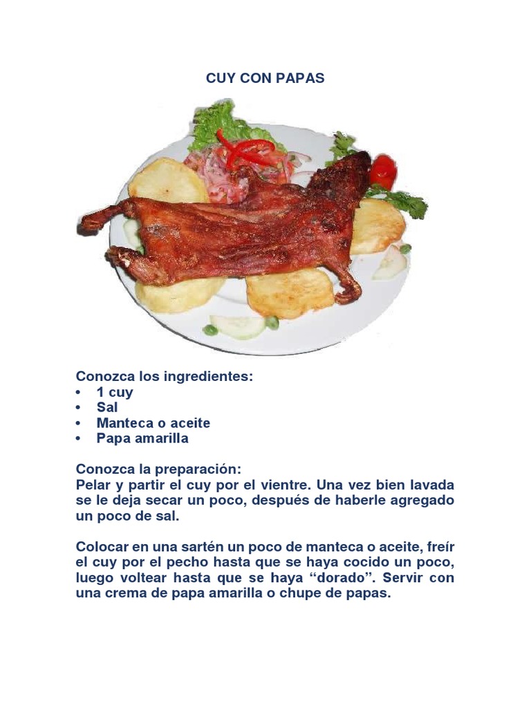 Receta de Cuy con Papas | PDF | Cocina, comidas y vino | Relaciones ...
