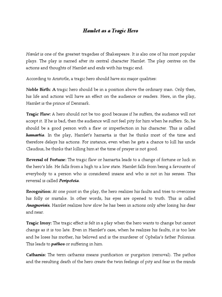 Hamlet As A Tragic Hero | PDF