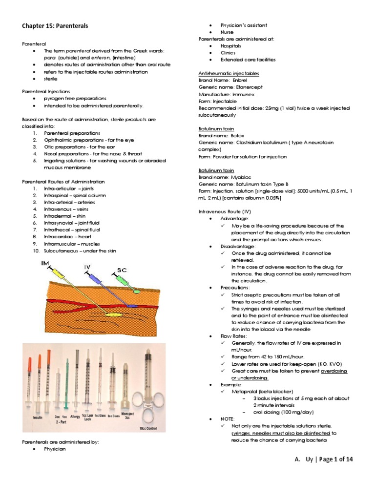 Chapter 15: Parenterals: para (Outside) and Enteron, (Intestine) | PDF ...