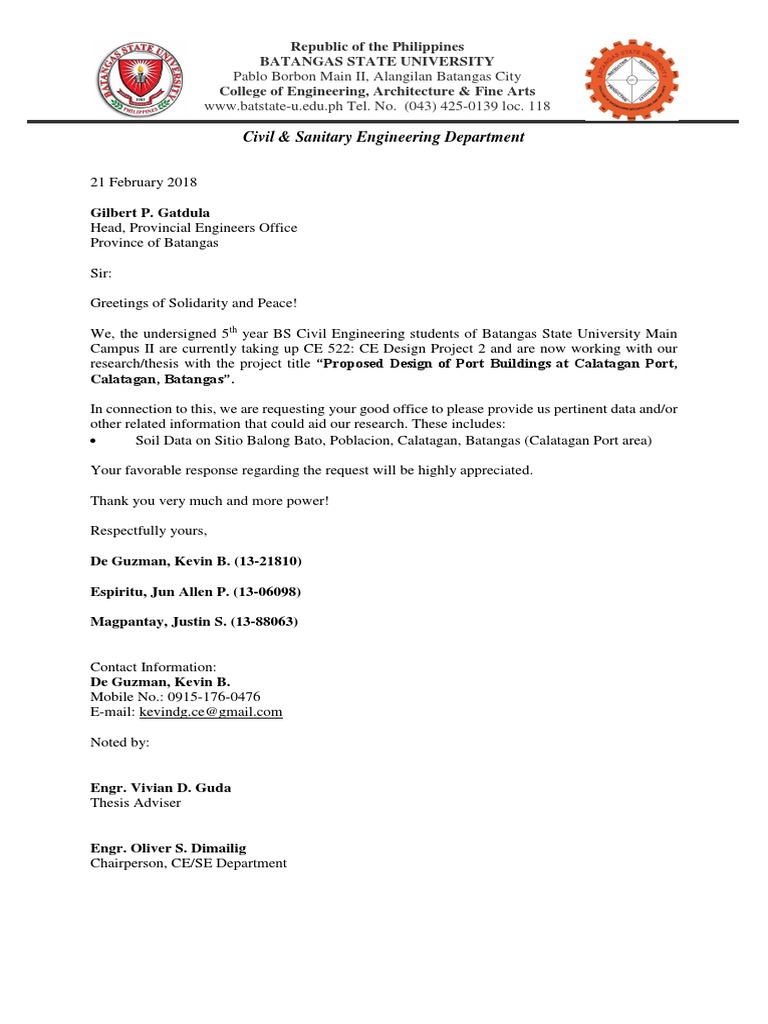Civil & Sanitary Engineering Department: Gilbert P. Gatdula | PDF ...