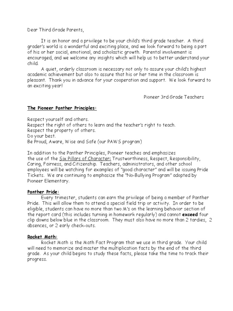 Back To School Night Packet 18-19 | PDF | Homework | Teachers