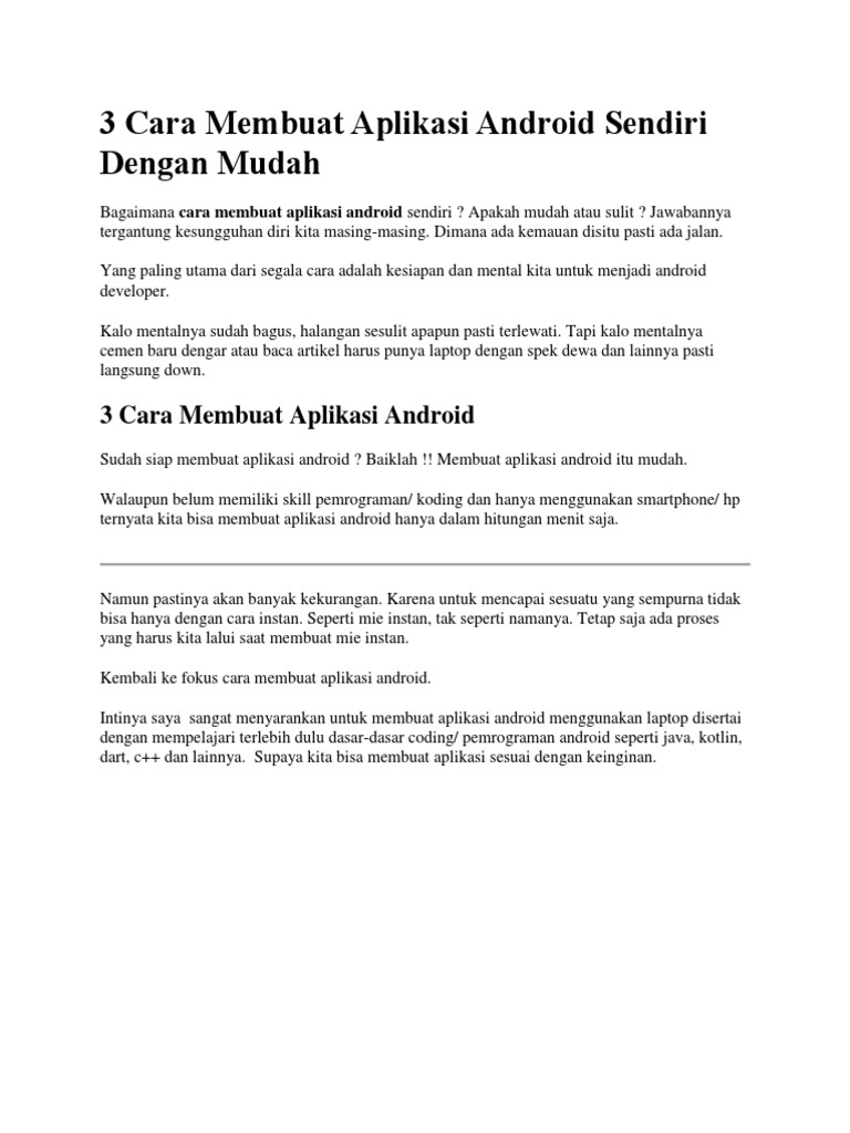 3 Cara Membuat Aplikasi Android Sendiri Dengan Mudah | PDF
