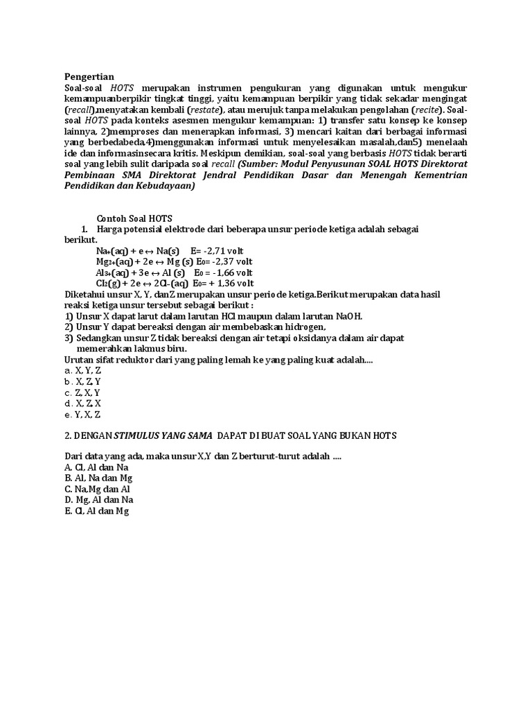 Contoh Soal HOTS | PDF