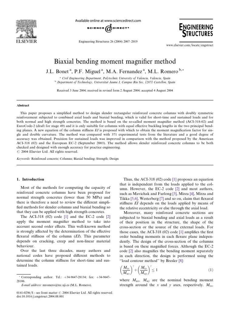 Biaxial Bending Moment Magnifier Method | PDF | Bending | Buckling