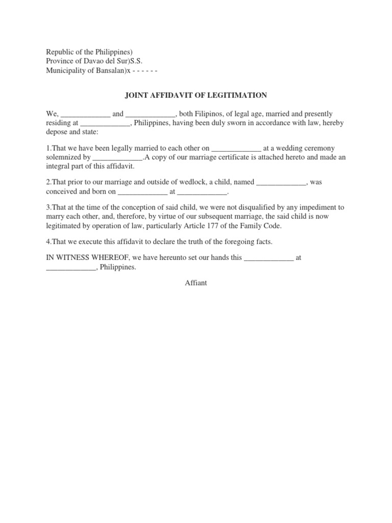 Affidavit of Legitimation | PDF | Law