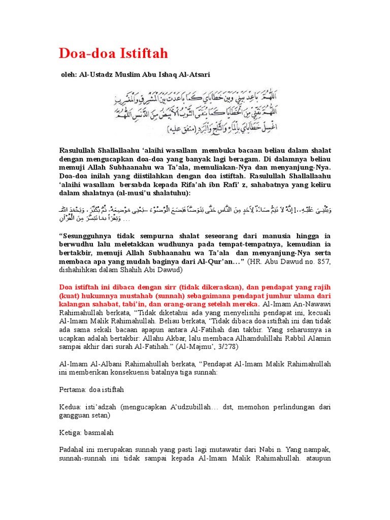 Doa Iftitah Sesuai Sunah | PDF