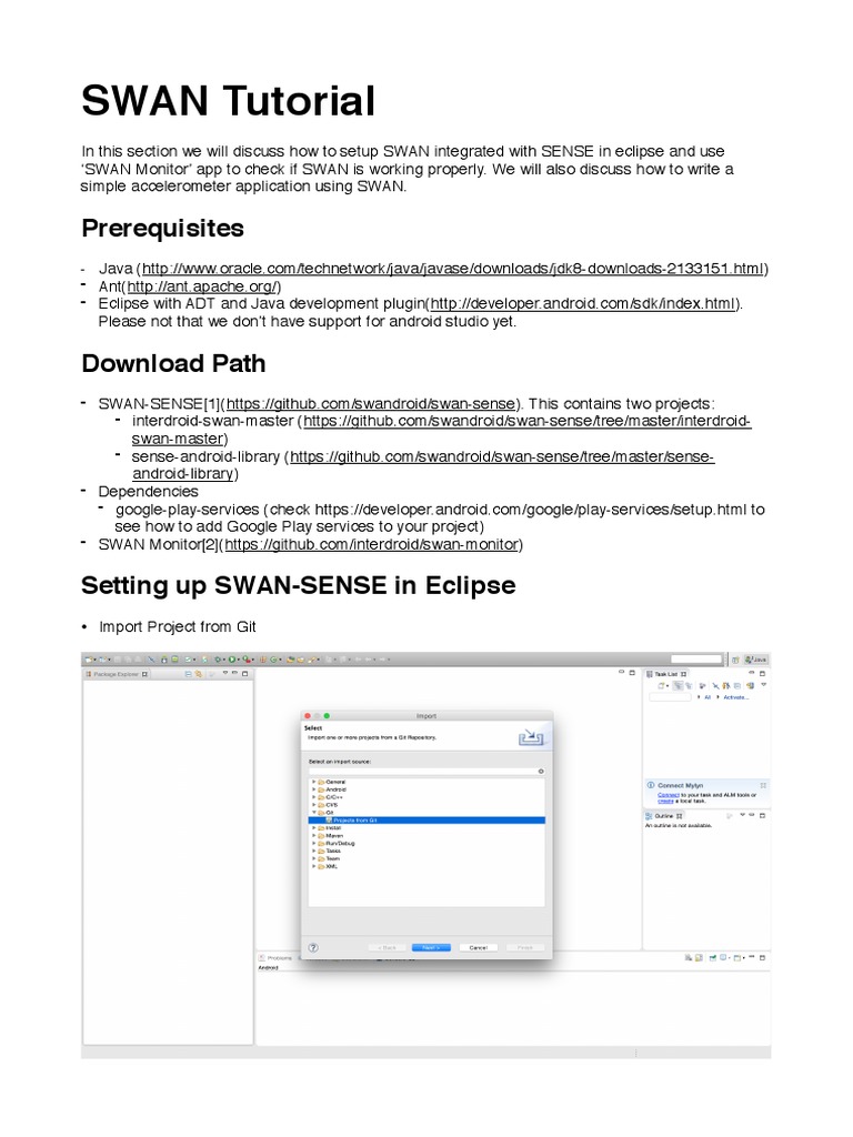 Setup and Use SWAN with Sensors | PDF | Eclipse (Software) | Google Play