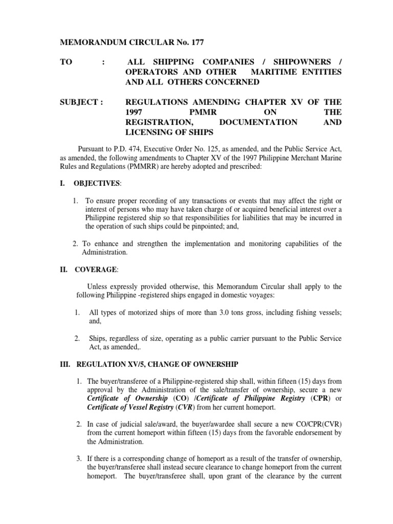 MARINA Order On Ship Licensing PDF | PDF | Concealed Carry In The ...