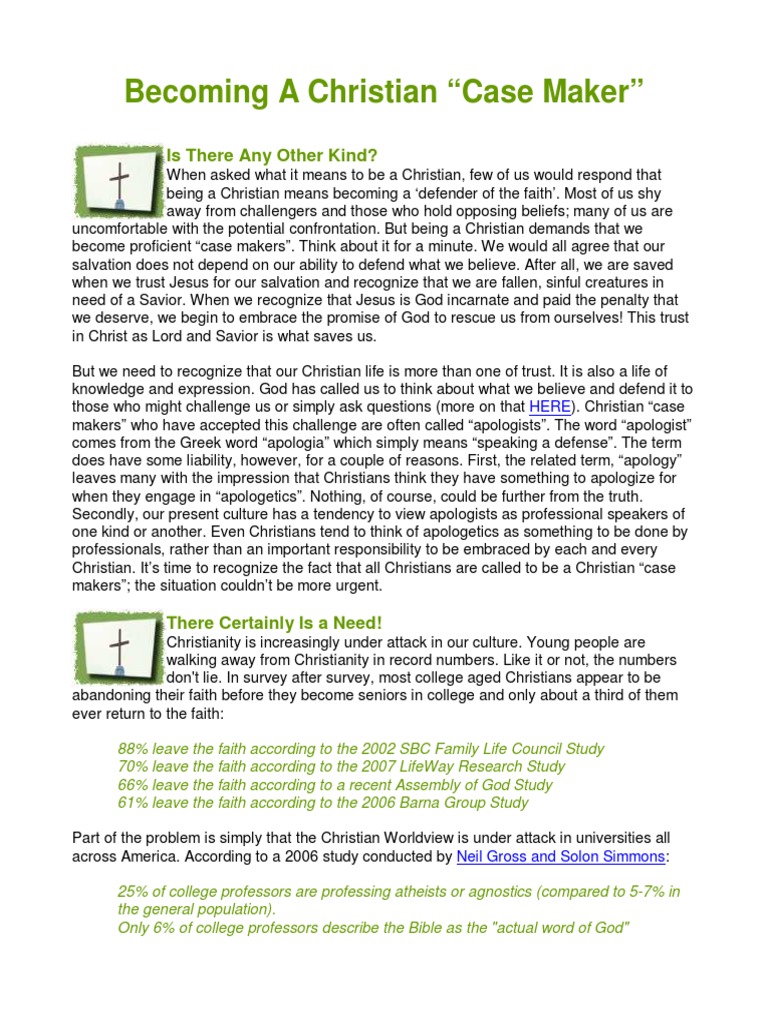 Becoming A Christian "Case Maker" | PDF | Witness | Resurrection Of Jesus