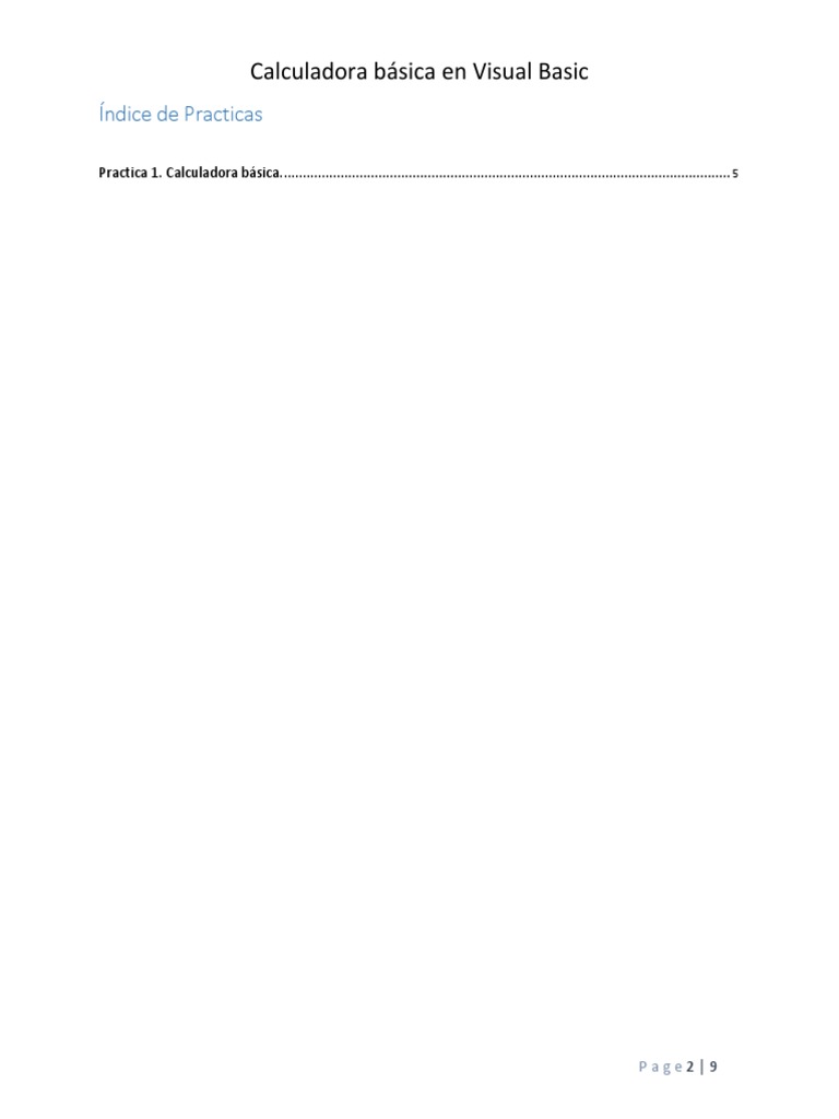 Reporte Guía de Calculadora Básica en Visual Basic | PDF | Calculadora | Básico