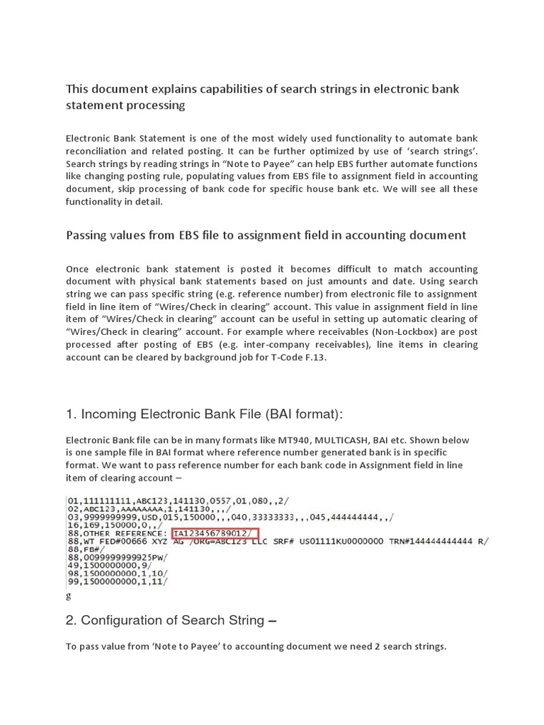 Advanced Use of Search Strings in Electronic Bank Statement | PDF ...