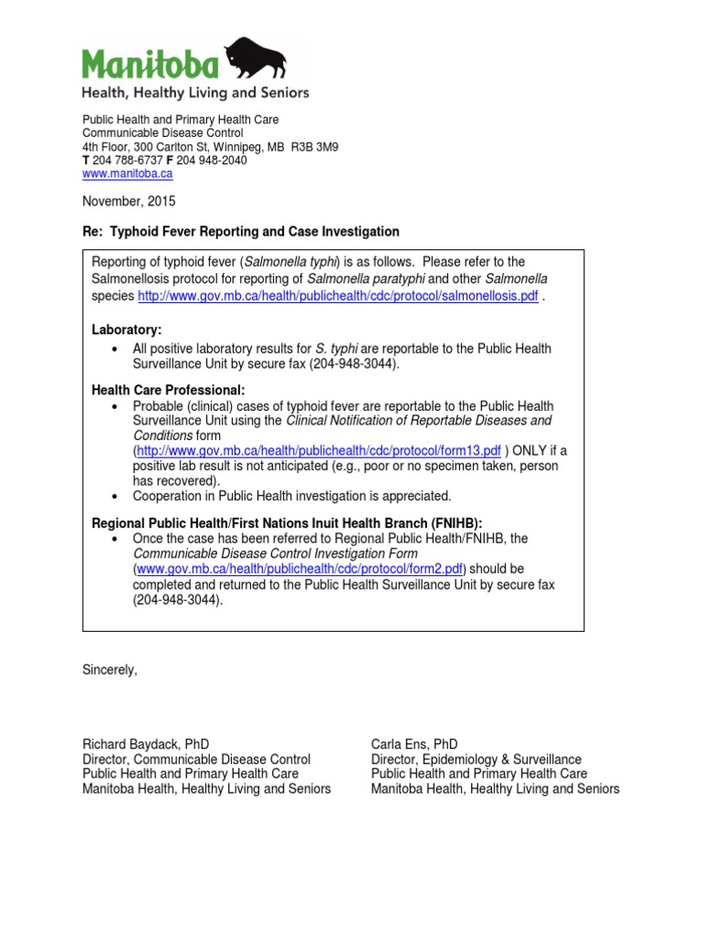 Guidelines for Reporting and Investigating Cases of Typhoid Fever in ...