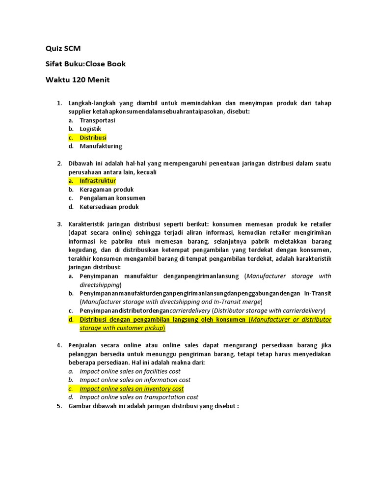 Kisi - Kisi UAS SCM Supply Chain Manageme | PDF