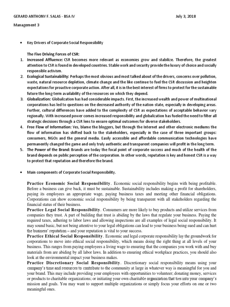 Assignment CSR #2 | PDF | Corporate Social Responsibility | Business