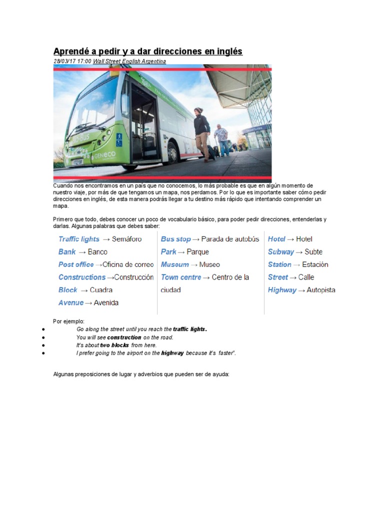 Aprendé A Pedir y A Dar Direcciones en Inglés | PDF