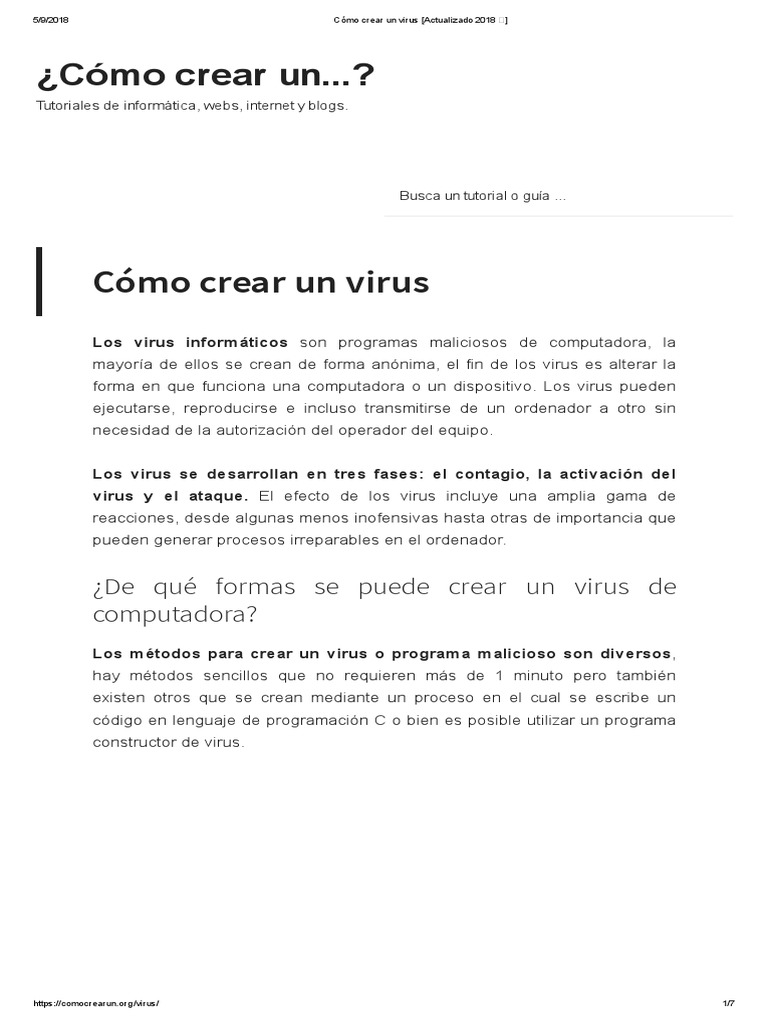 Cómo Crear Un Virus (Actualizado 2018) PDF | PDF | Virus de computadora ...