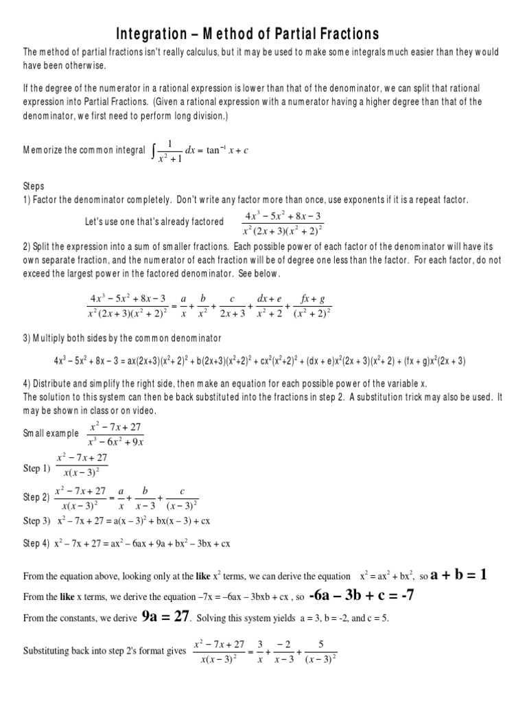 5 - Integration - Partial Fractions | PDF | Fraction (Mathematics ...