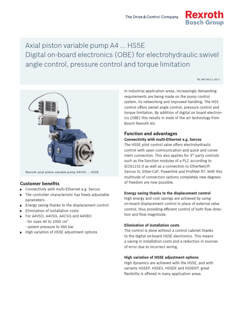 RE98726 11 2017 - A4 HS5E - Fact Sheet | PDF | Pump | Electrical ...