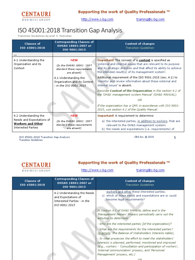 ISO.45001.Transition.Gap.Analysis.Preview.pdf | Iso 9000 | Quality ...