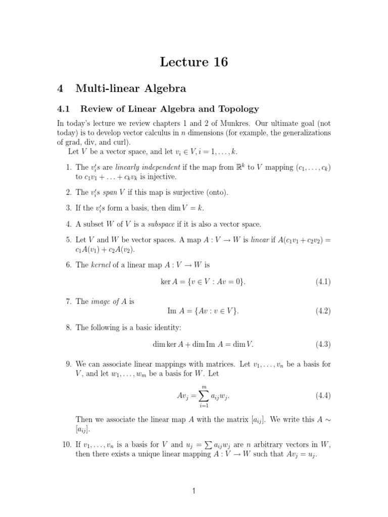 Lecture16 PDF | PDF | Basis (Linear Algebra) | Linear Subspace