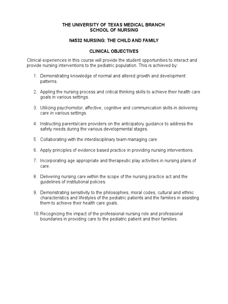 Clinical Objectives Guidelines | PDF | Nursing | Patient