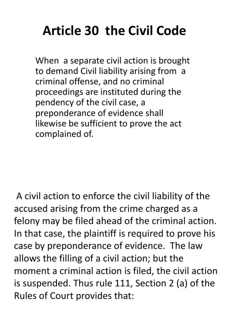 Article 30 The Civil Code | PDF | Burden Of Proof (Law) | Lawsuit