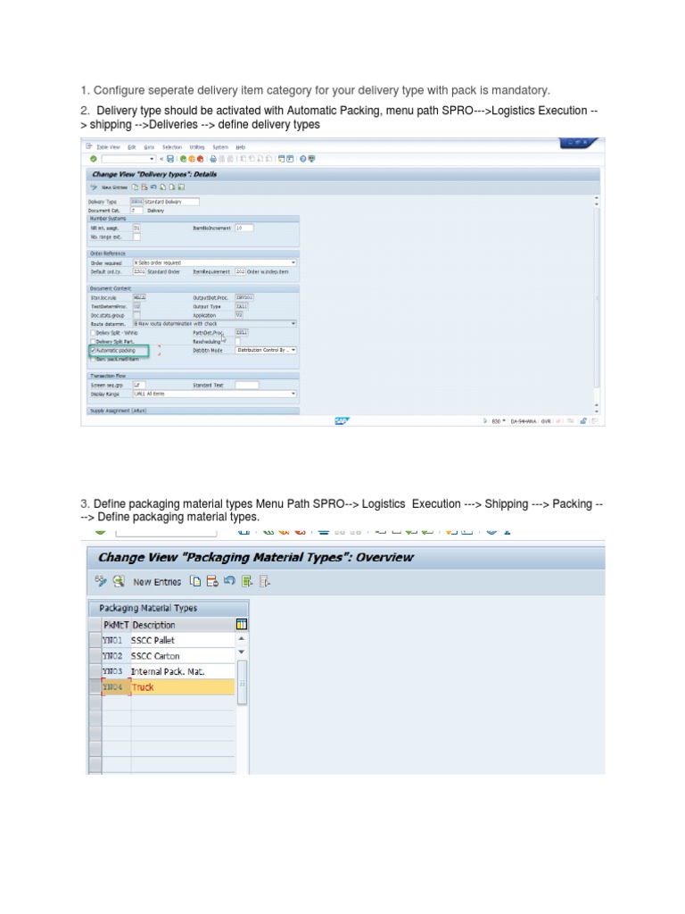 Configure automatic packing for deliveries in SAP | PDF