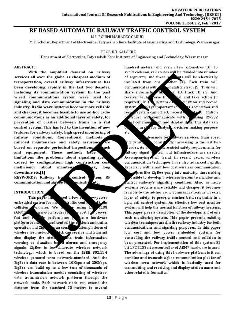 Railway Traffic Control | PDF | Embedded System | Computer Network
