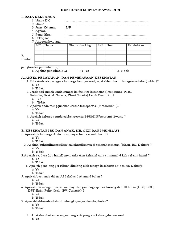 Kuesioner SMD MMD 2018 New | PDF | Kesehatan Holistik