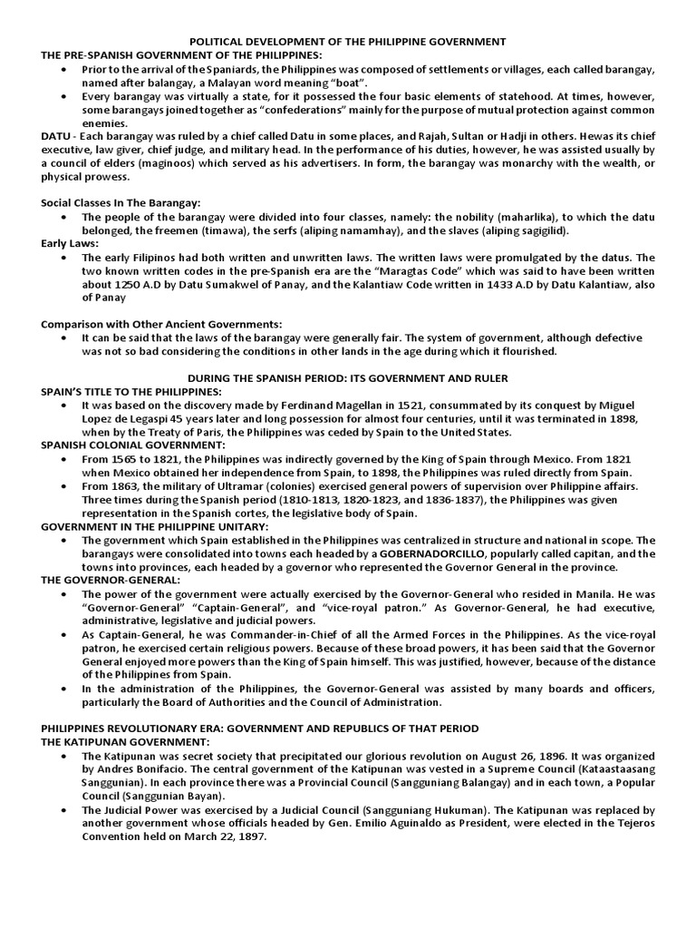 Political Evolution of Philippine Governance | PDF | Philippines ...