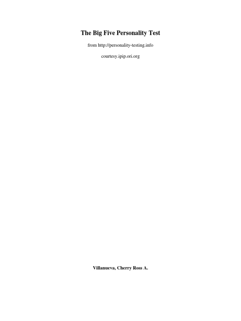 The Big Five Personality Test | PDF | Social Psychology | Neuroscience
