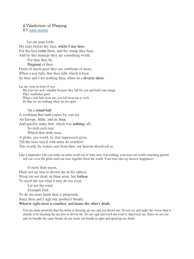 A Valediction of Weeping | Download Free PDF | Poetry