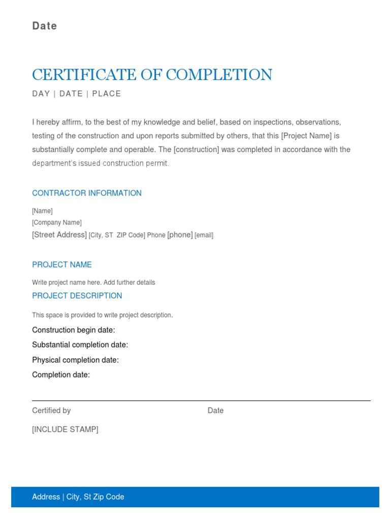 Work Completion Certificate | PDF