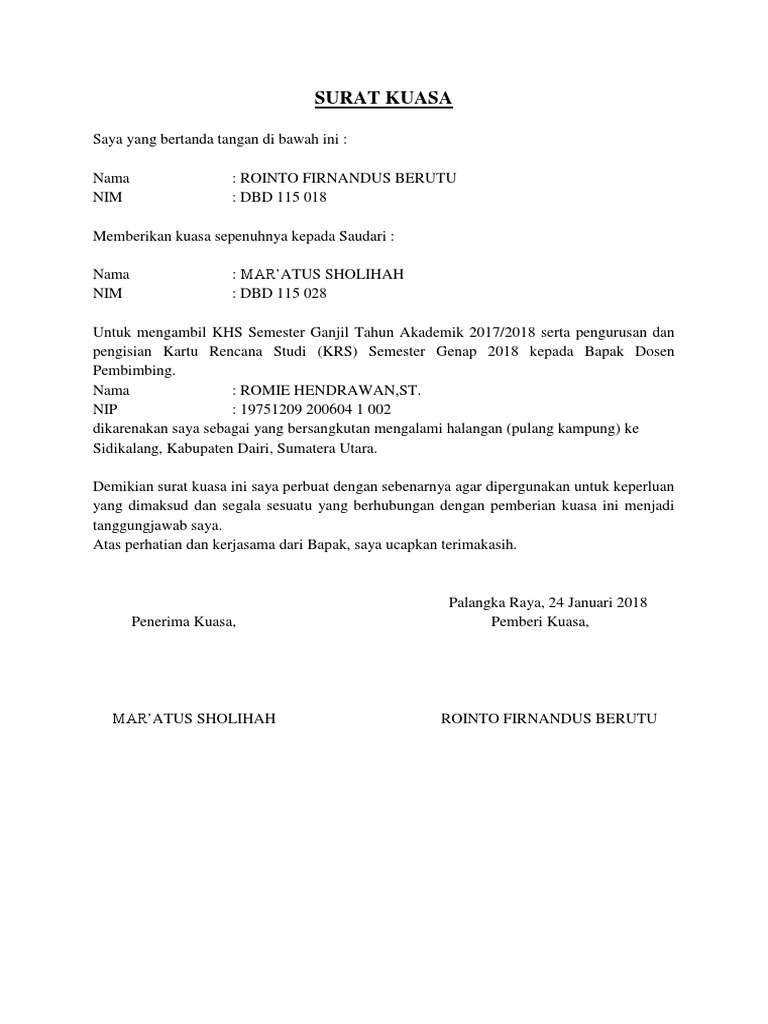 Surat Kuasa KRS | PDF