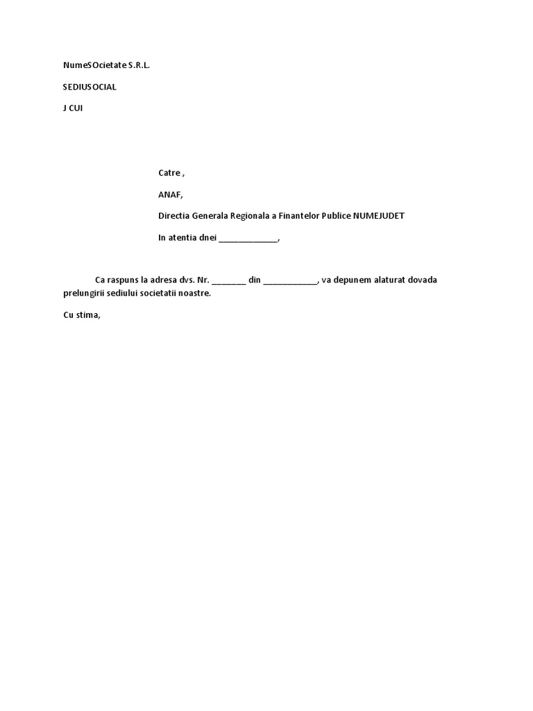 Adresa Inaintare Anaf Document Tipizat | PDF