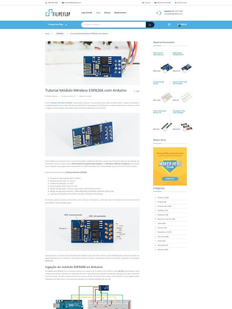 Tutorial Módulo Wireless Esp8266 Com Arduino - Filipeflop | PDF | Arduino | Sem fio