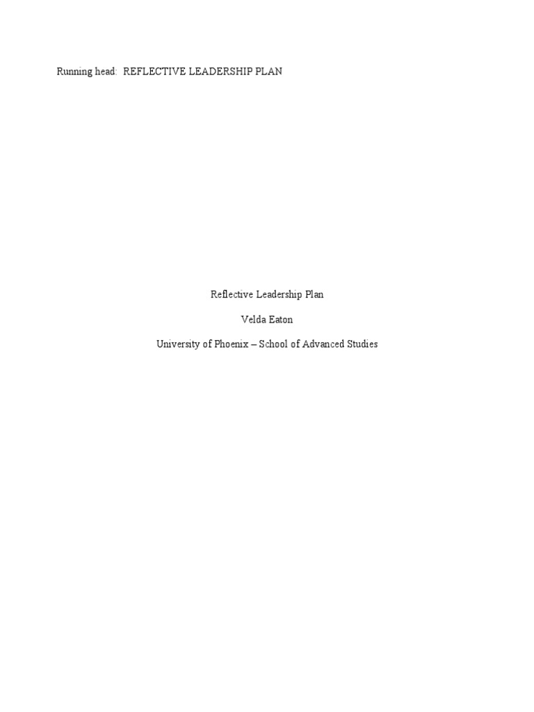 Reflective Leadership Plan Guide | PDF | Leadership | Cognition